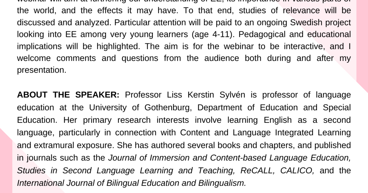 Extramural English: What is it? What are its effects? How can it be ...