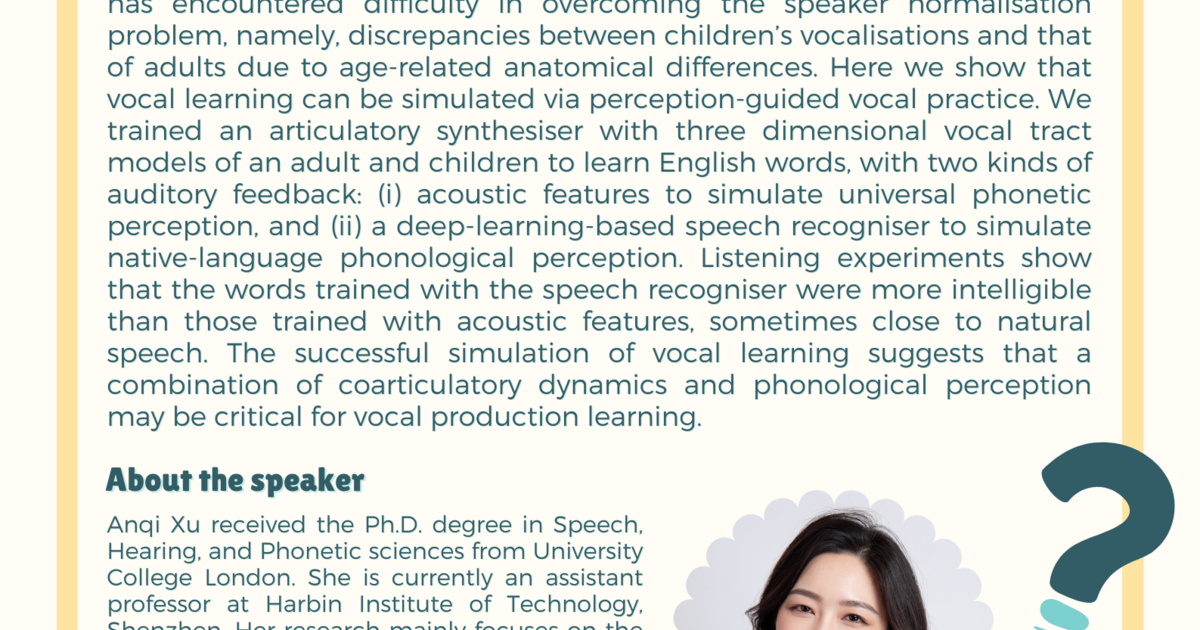 Artificial Vocal Learning Guided by Speech Perception: How Children May ...